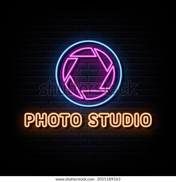 Photo Studio Neon Logo Sign Text Stock Vector (Royalty Free) 2055189563 ...