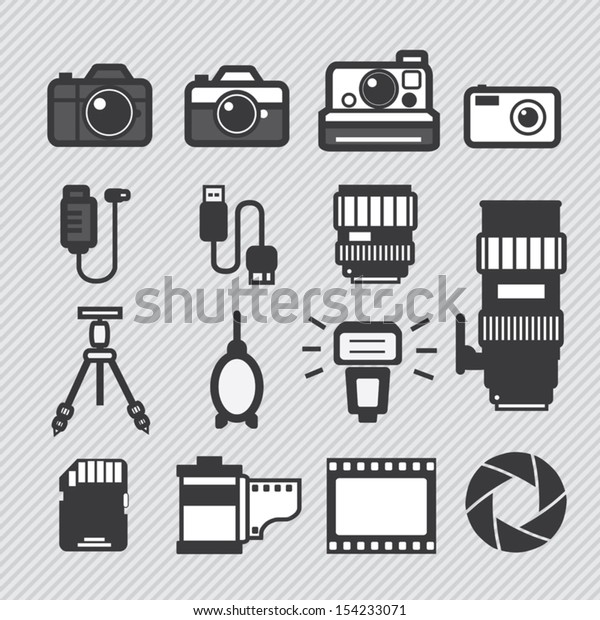 Photography Camera Lens Accessories Set Vector Stock Vector (Royalty ...