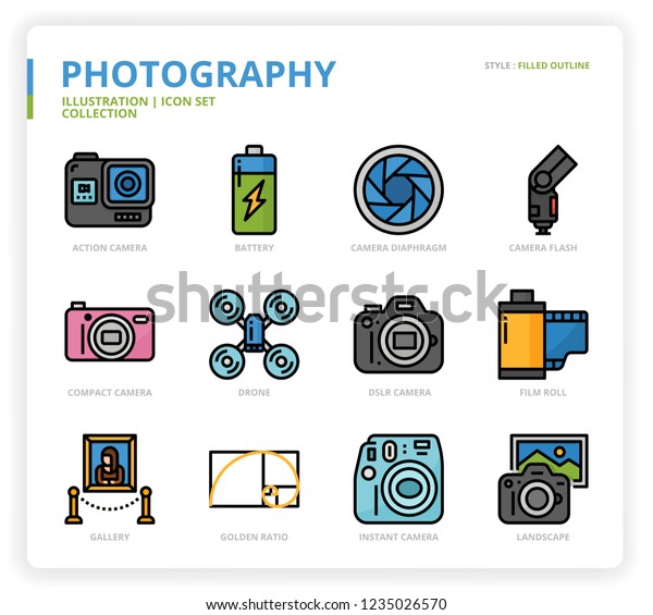 Photography Icon Set Stock Vector (Royalty Free) 1235026570