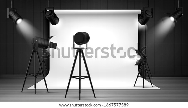 Photography Studio Interior White Paper Background: เวกเตอร์สต็อก (ปลอด ...
