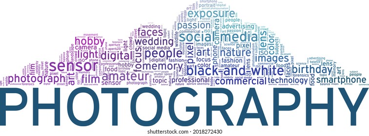 Photography Vector Illustration Word Cloud Isolated Stock Vector ...