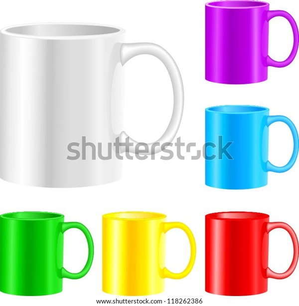 Photorealistic White Cup Logos Graphics Stock Vector (Royalty Free ...