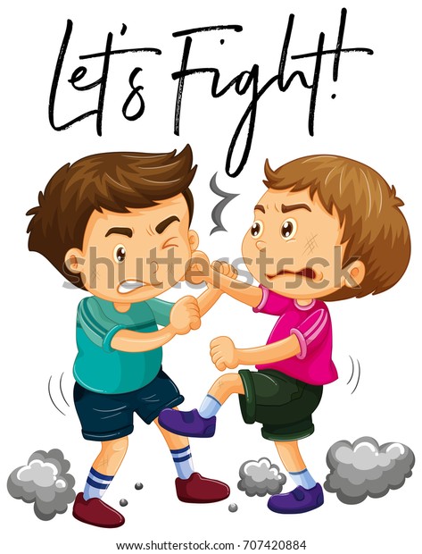 Phrase Lets Fight Two Angry Boys庫存向量圖 (免版稅) 707420884