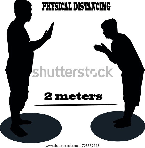 Physical Distancing 2 Meters Black White Stock Vector (Royalty Free ...