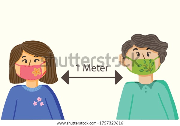 Physical Distancing One Meter Social Alternative Stock Vector (Royalty ...