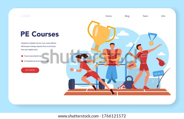 Physical education lesson school class web banner or landing page ...