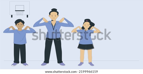 Physical Education Lesson School Modern Cartoon Stock Vector (Royalty ...