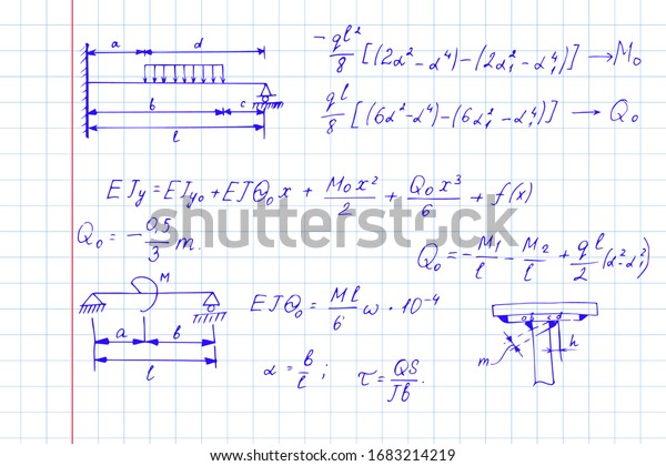 Physical Equations Diagrams Formulas On Workbook Stock Vector (Royalty ...