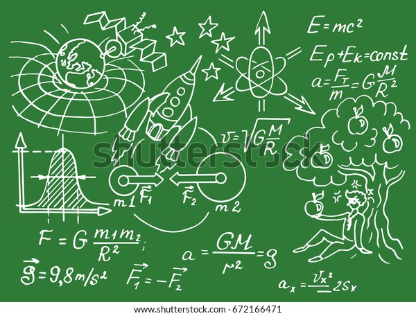 Physical Equations Formulas Schemes On Chalkboard Stock Vector (Royalty ...