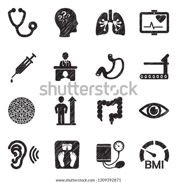 Physical Examination Icons Black Scribble Design Stock Vector (Royalty ...