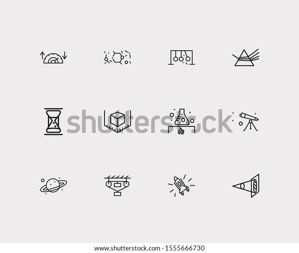 Physical Icons Set Classical Mechanics Physical Stock Vector (Royalty ...