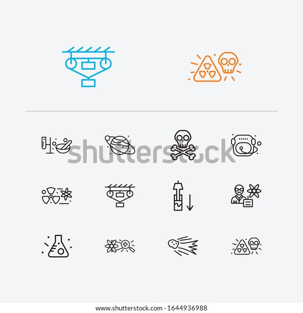 Physical Icons Set Classical Mechanics Physical Stock Vector (Royalty ...