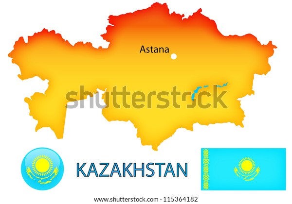 Physical Map Blue Flag Symbols Central Stock Vector (Royalty Free ...