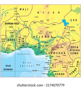 Physical Map Nigeria Nigeria Map Vector Stock Vector (Royalty Free ...