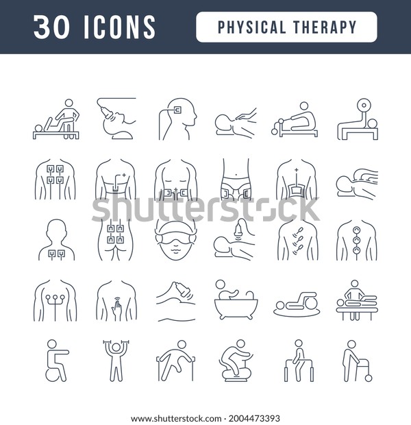 Physical Therapy Collection Perfectly Thin Icons Stock Vector (Royalty ...