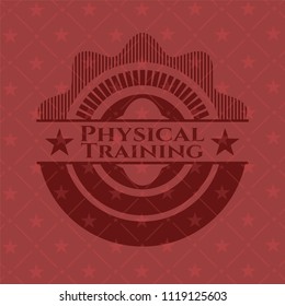 Physical Training Badge Red Background Stock Vector (Royalty Free ...