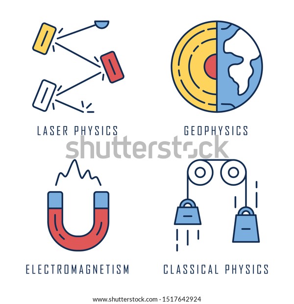 Physics Branches Color Icons Set Laser Stock Vector (Royalty Free ...