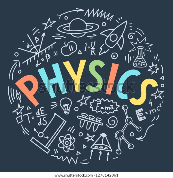 Physics Doodles Lettering Education Vector Illustration Stock Vector ...