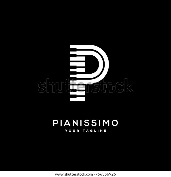 Pianissimo Logo Template Design Stylized Letter Stock Vector (Royalty ...