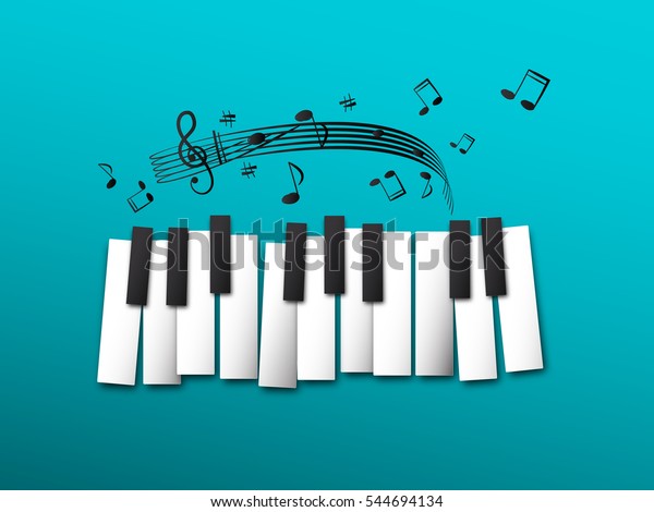 Piano Keys Music Notes On Blue Stock Vector (Royalty Free) 544694134 ...