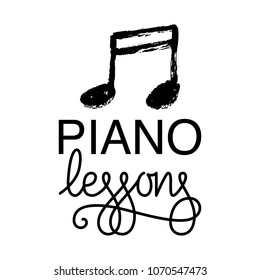 Piano Lessons Logo Hand Drawn Music Stock Vector (Royalty Free ...