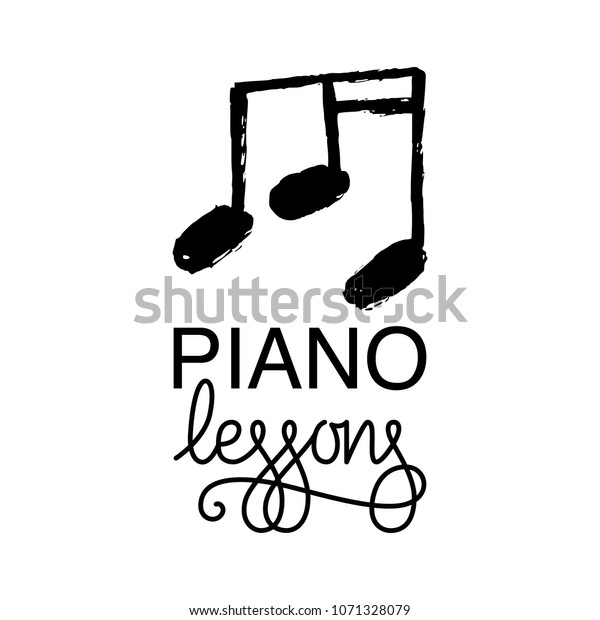 Piano Lessons Logo Hand Drawn Music Stock Vector (Royalty Free ...