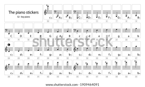 Piano Stickers 52 Key Piano Stock Vector (Royalty Free) 1909464091 ...