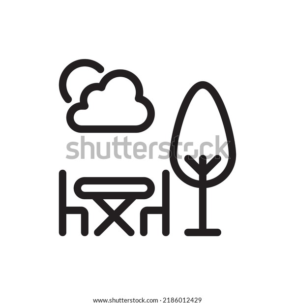 Picnic Table Vector Outline Icon Eps Stock Vector (Royalty Free ...