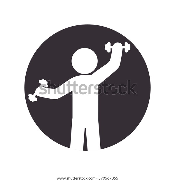 Pictogram Circular Frame Man Lifting Dumbbell Stock Vector (Royalty ...
