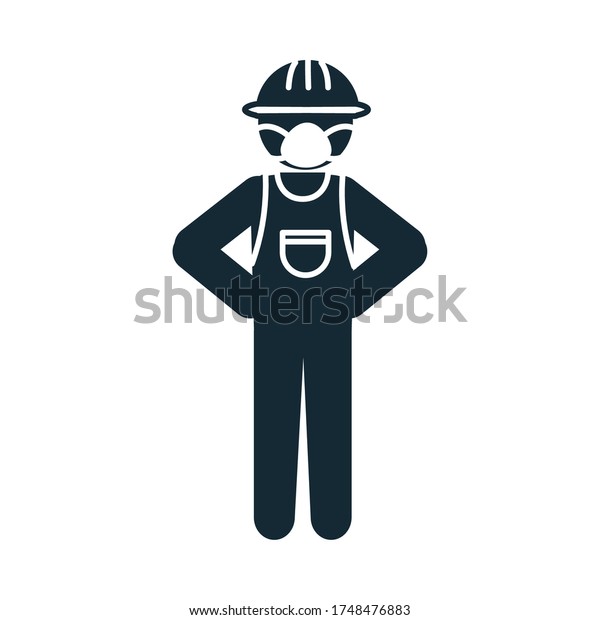 Pictogram Construction Worker Safety Helmet Protective Stock Vector ...