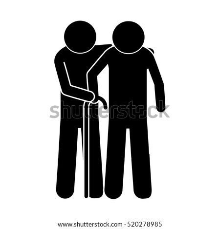 Pictogram Pair Elderly Walking Stick 스톡 벡터(사용료 없음) 520278985 - Shutterstock