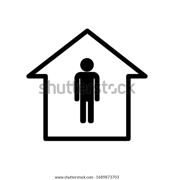 Pictogram Standing Man Inside House Stay Stock Vector (Royalty Free ...