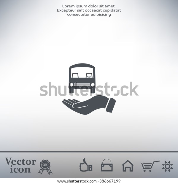 Pictograph Bus Hand Vector Icon 10 Stock Vector (Royalty Free) 386667199