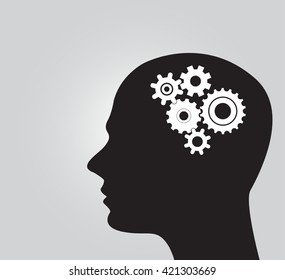 Profile Head Gear Wheels Over White Stock Vector (Royalty Free) 602406497