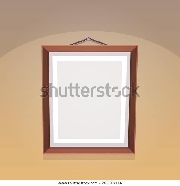 Picture Frame On Wall Cartoon Vector 스톡 벡터(로열티 프리) 586773974