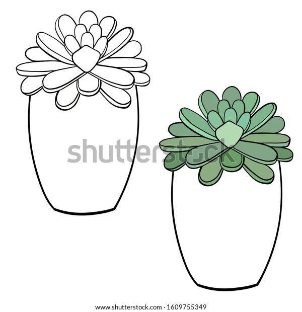 Picture House Plant Planter Vector Outline Stock Vector (Royalty Free ...