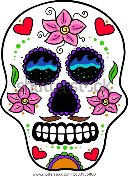 Picture Skull Flowers Eyes Vector Illustration Stock Vector (Royalty ...