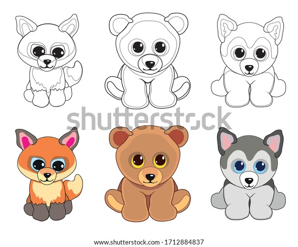 Pictures Coloring Color Pictures Vector Set Stock Vector (Royalty Free ...