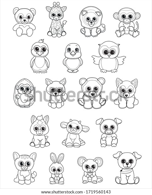 Pictures Coloring Vector Set Animals Illustration Stock Vector (Royalty ...