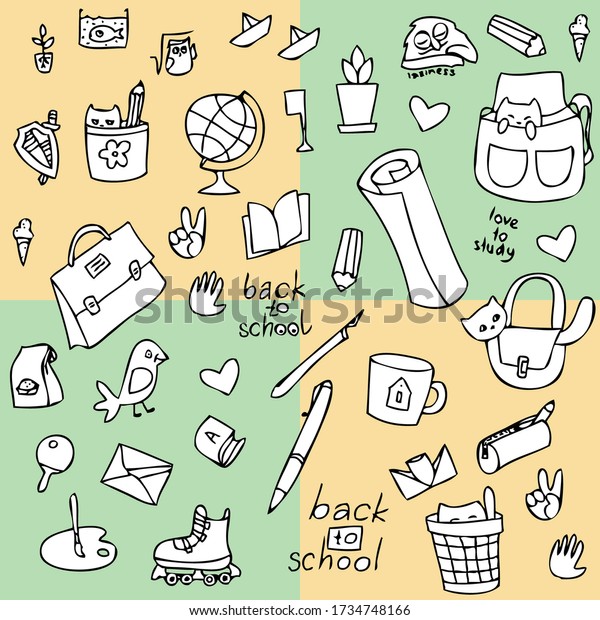 Pictures Objects That Symbols School Classes Stock Vector (Royalty Free ...
