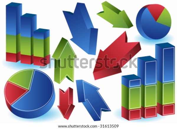 Pie Bar Arrow Charts 3d Objects Stock Vector (Royalty Free) 31613509 | Shutterstock