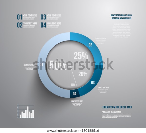 Pie chart graphic template for business design, infographics, reports ...