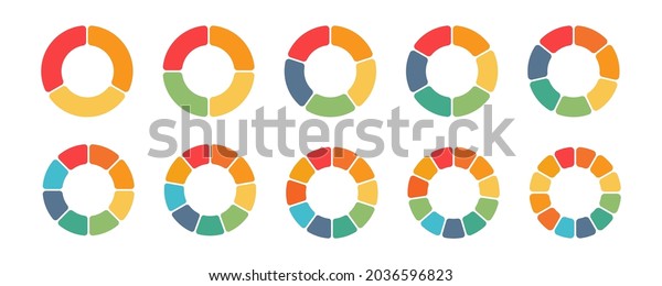 Pie Charts Diagrams Set Different Color Stock Vector (Royalty Free ...