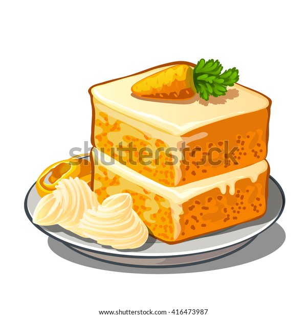 A piece of carrot cake. Vector illustration.