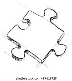 Piece Jigsaw Puzzle Sketch Vector Illustration Stock Vector (Royalty ...
