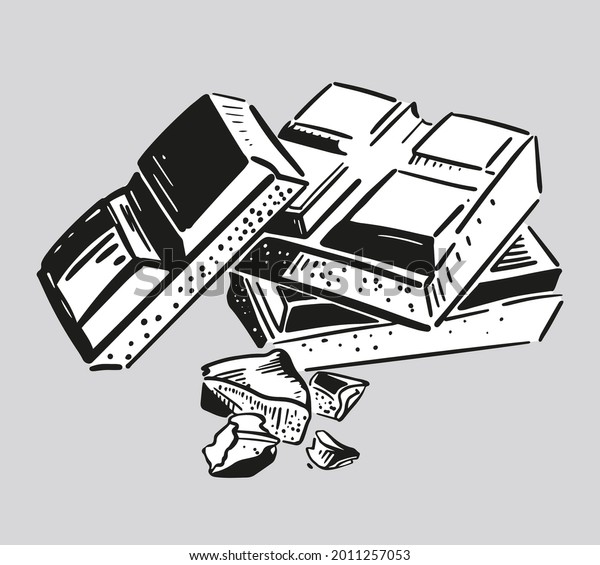 Pieces Chocolate Lines Vector Hand Drawn Stock Vector (Royalty Free ...