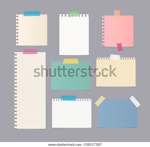 Morceaux de notes colorées de différentes : image vectorielle de stock ...