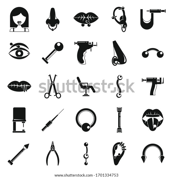 Piercing Body Icons Set Simple Set Stock Vector (Royalty Free ...