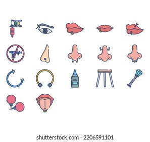 Piercing Jewellery Icon Set Stock Vector (Royalty Free) 2206591101 ...