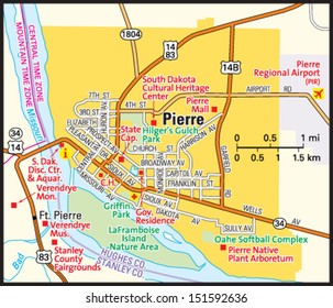 Pierre South Dakota Area Map Stock Vector (Royalty Free) 151592636 ...